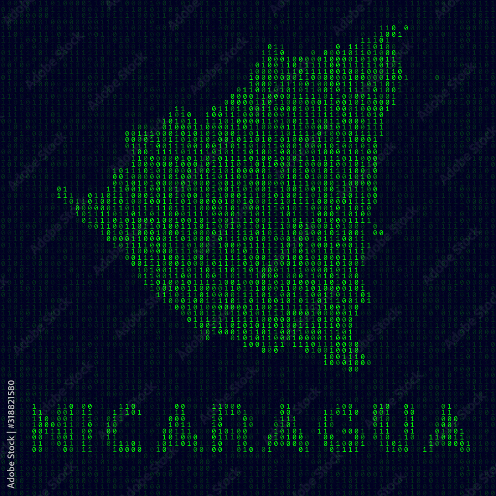 Digital Nicaragua logo. Country symbol in hacker style. Binary code map ...