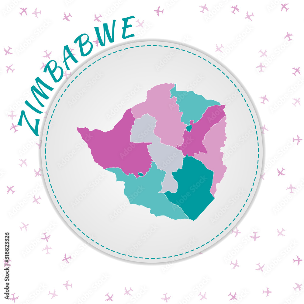Zimbabwe map design. Map of the country with regions in emerald ...