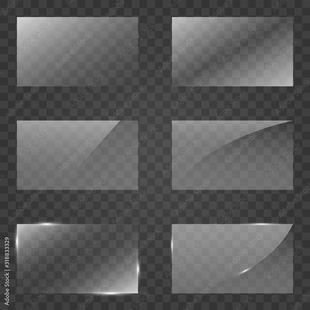 Glass plate on transparent background. Acrylic and glass texture with ...