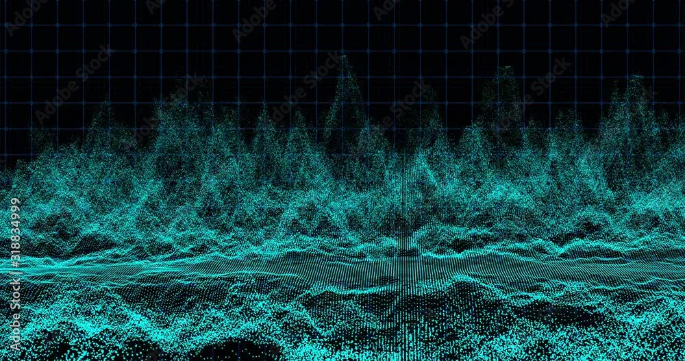 4K Abstract dark table grid background with moving loop and flicker ...