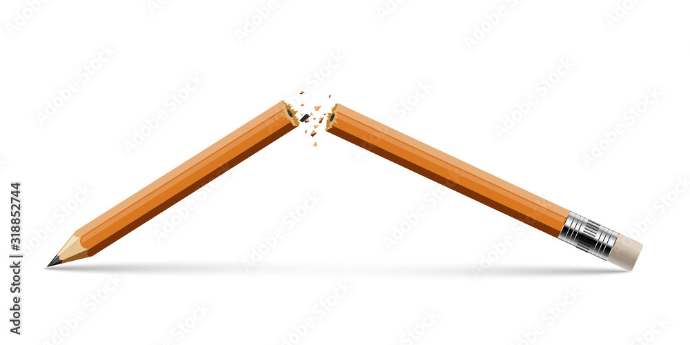 Broken pencil isolated on white background. Vector realistic ...