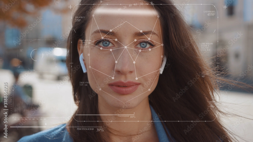 Future. Face Detection. Technological 3d Scanning. Biometric Facial ...