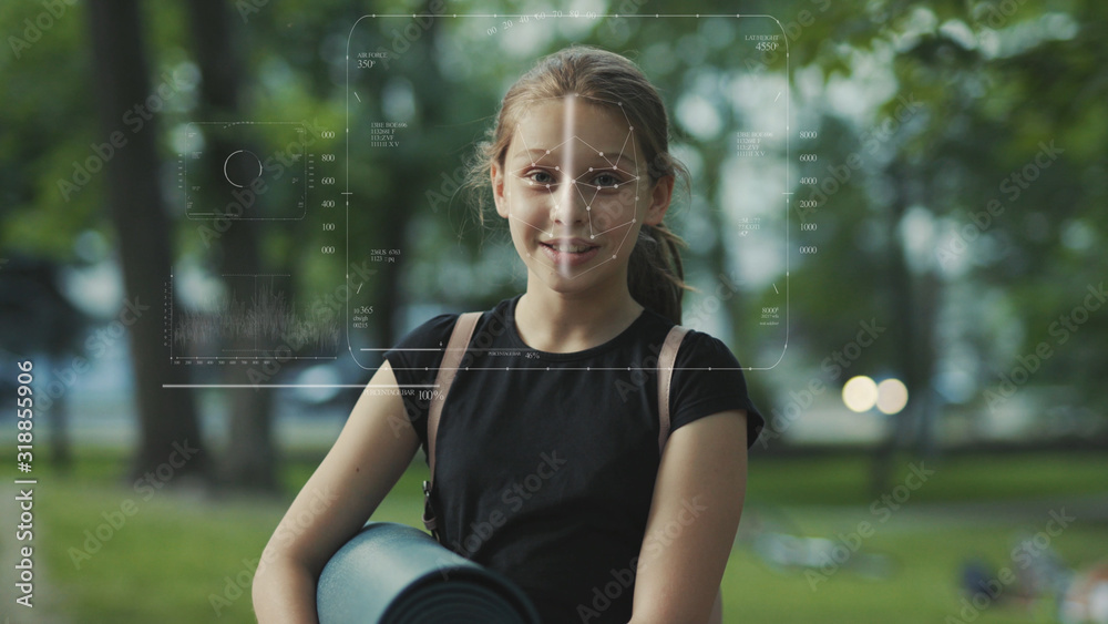 Future. Face Detection. Technological 3d Scanning. Biometric Facial ...