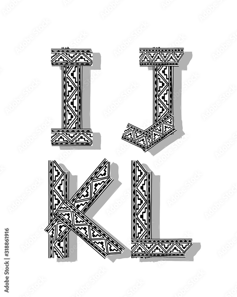 Ethnic font set. Tribal african ornament. Letters for your design Stock ...