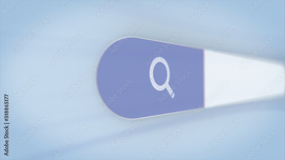 Animation of a web search. "FUTURE" Typing into Search Engine on blue ...