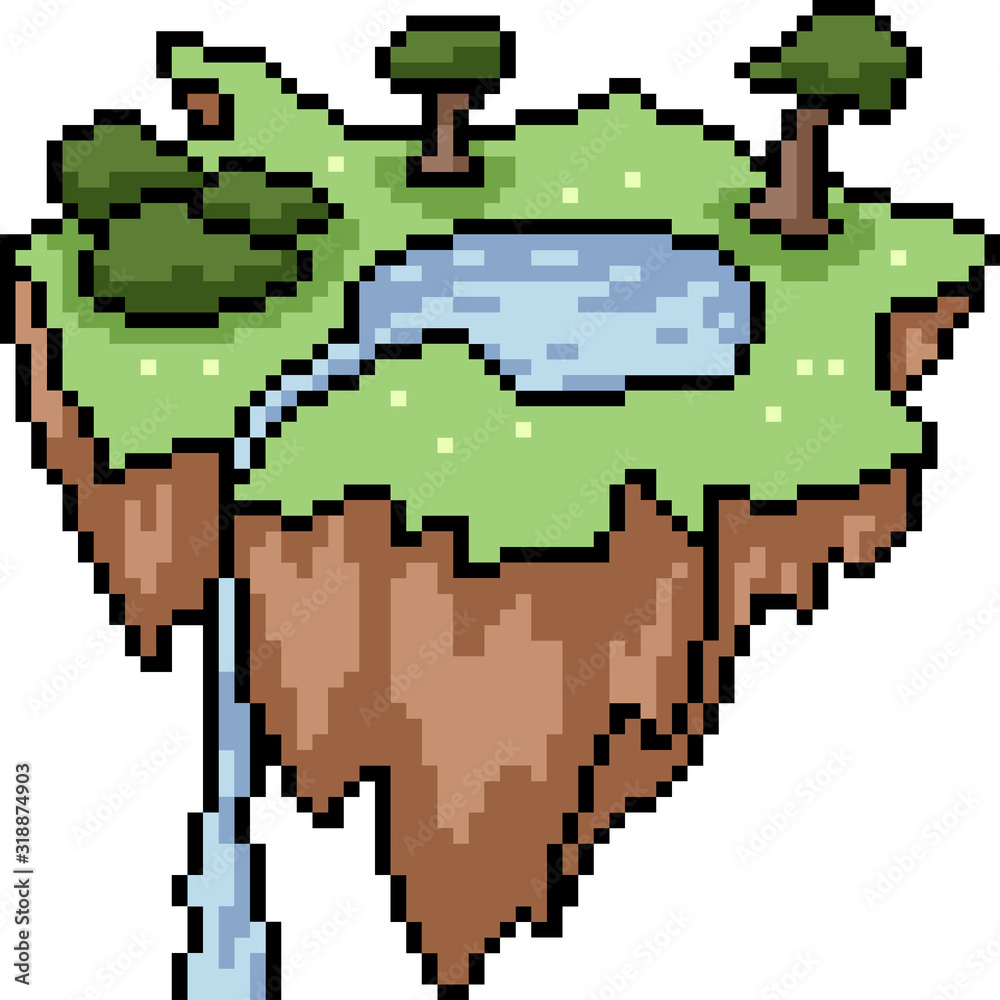 vector pixel art float island Stock Vector | Adobe Stock