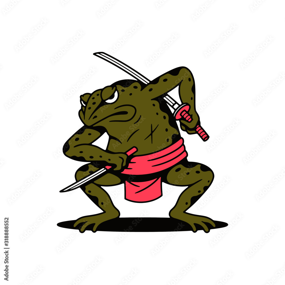 SAMURAI FROG WITH KATANA COLOR WHITE BACKGROUND Stock Vector | Adobe Stock