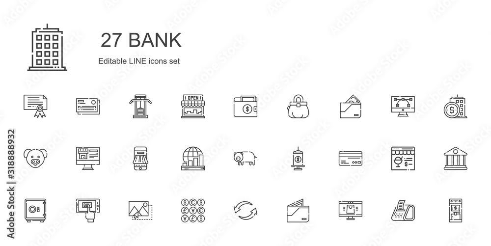 bank icons set Stock Vector | Adobe Stock
