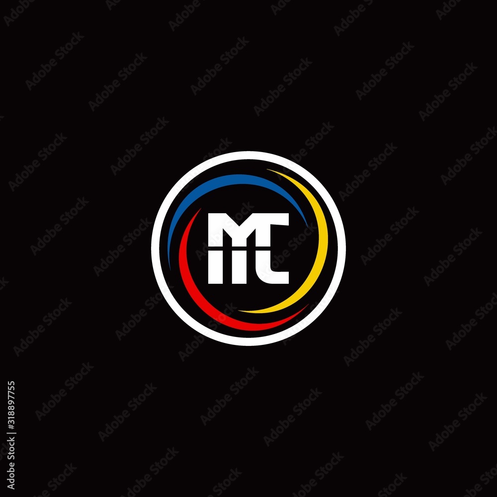 MC logo monogram isolated on circle shape with 3 slash colors rounded ...