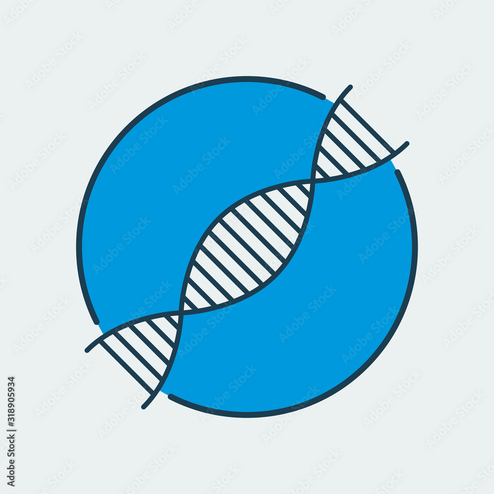 Vector icon of DNA chain. It represents gene diseases, laboratory ...