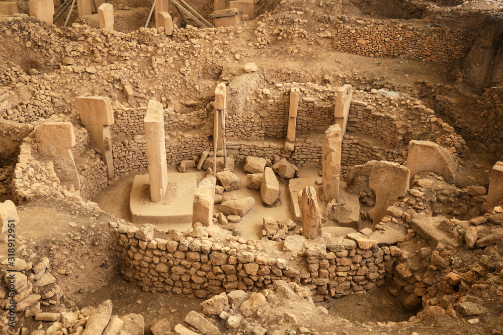 Ritual circle in the oldest temple of world - Gobeklitepe. October 2019 ...