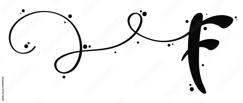 Alphabet ornaments. Letter F vector vintage handwritten, Decoration ...