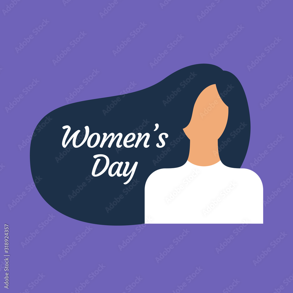 Simple women's day campaign poster background design with long hair ...