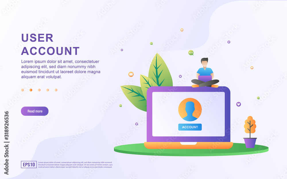 User account flat design concept. People are creating account access ...