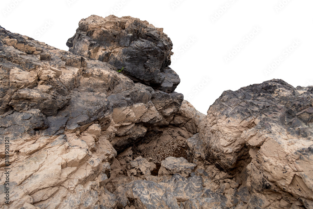 Big rock mountain with clipping path isolated on white background ...