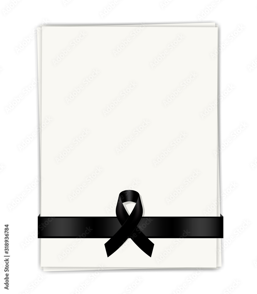 Mock up Mourning symbol with Black Respect ribbon and Paper background ...
