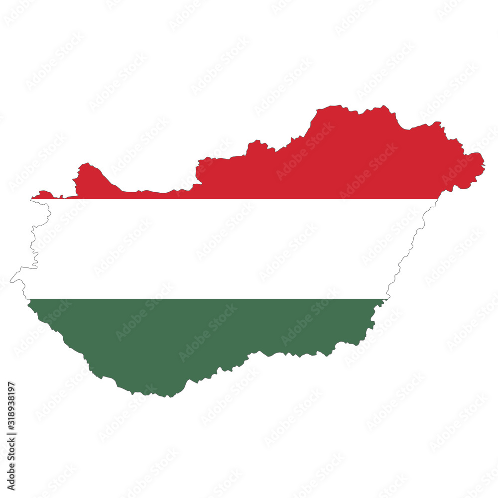 Vector political map of Hungary with flag isolated on white background ...