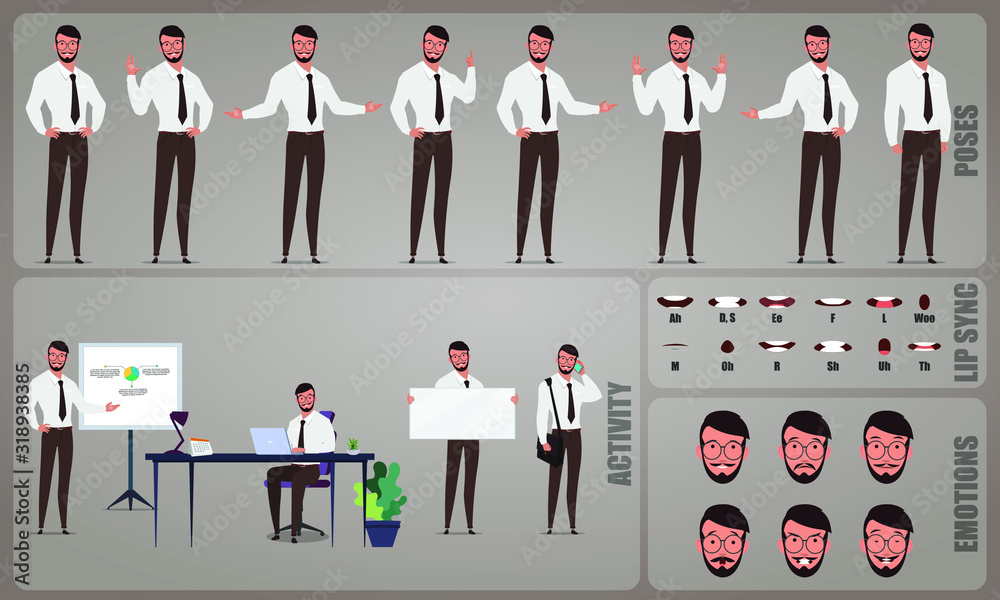Businessman or office worker character Set. Collection of character ...