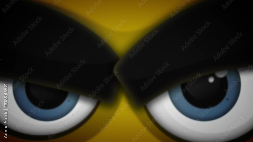 Cartoon Funny Angry Character Eyes Close Up/ 4k animation of a funny ...