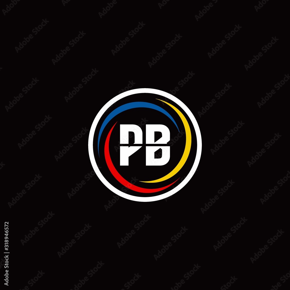 PB logo monogram isolated on circle shape with 3 slash colors rounded ...