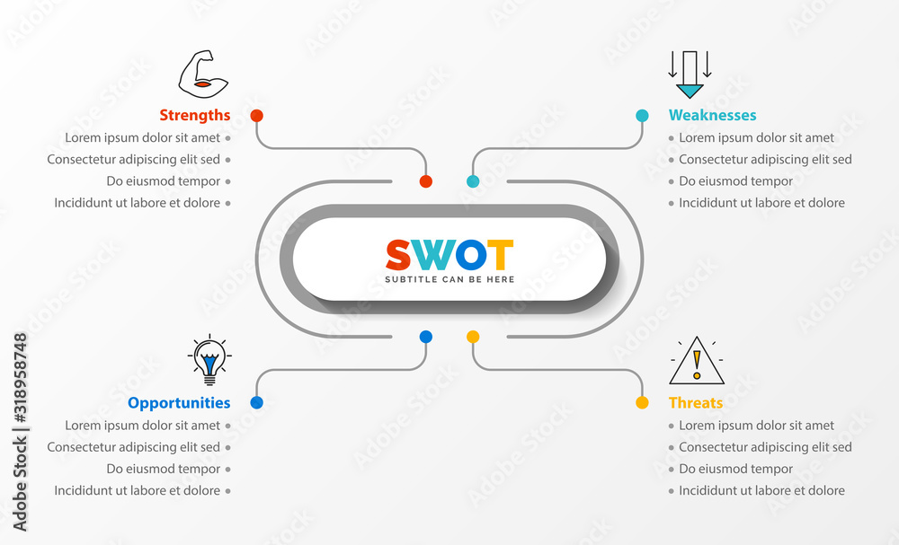 Poster SWOT Analysis. Infographic with four steps. Vector – Wall Art ...