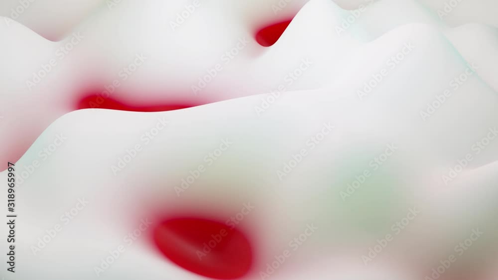 abstract liquid white red gradients, inner glow surface like landscape. 4k seamless loop ...