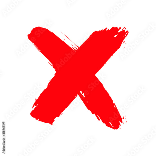 Grunge red cross sign. X mark. Letter X logo.Vector. Stock Vector ...