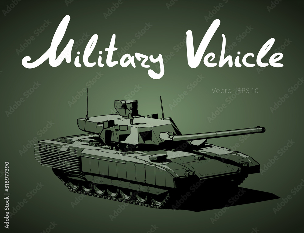 Modern russian battle tank. Military machine. Vector illustration Stock ...