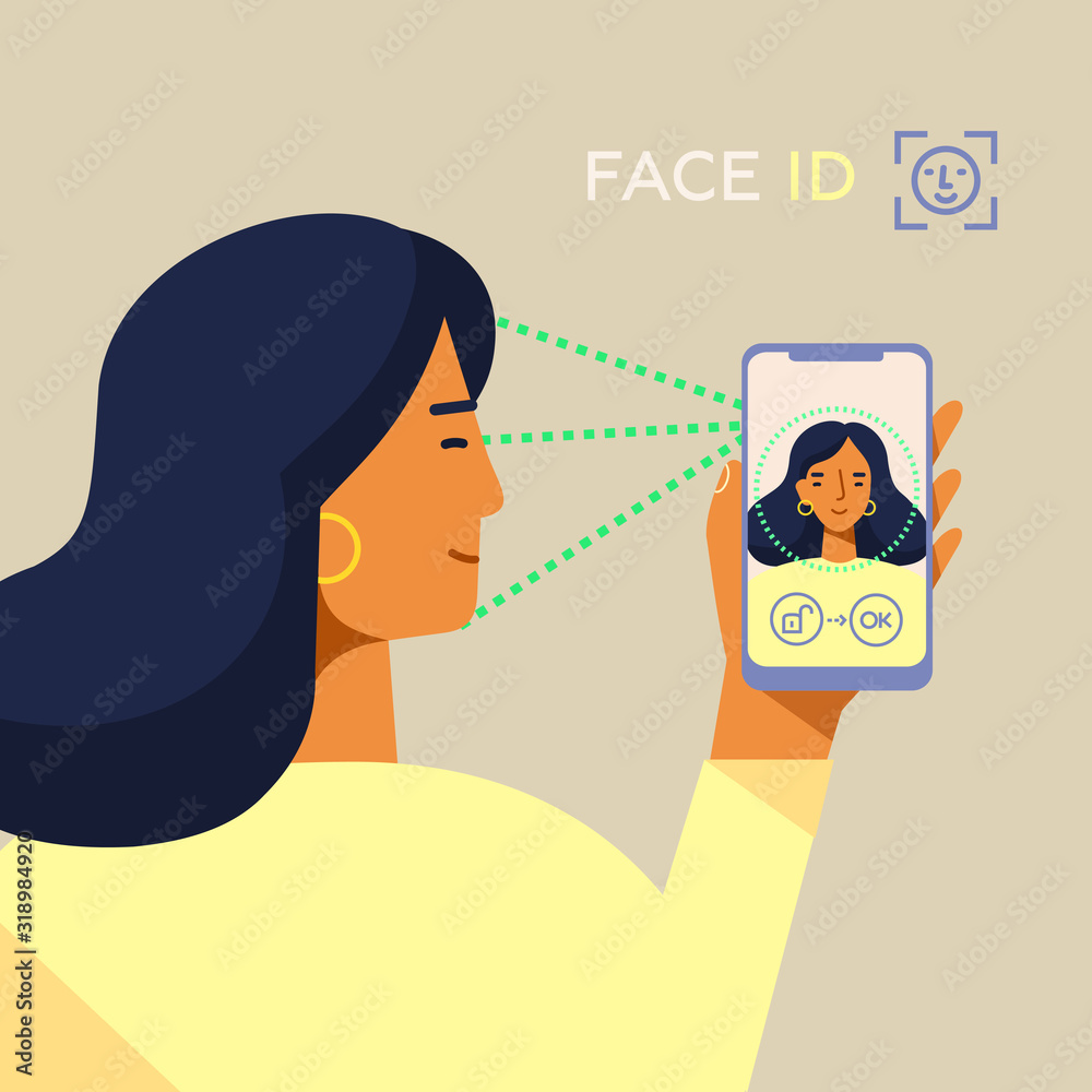 Face ID. Recognition system. Biometric identification. Face scanner ...