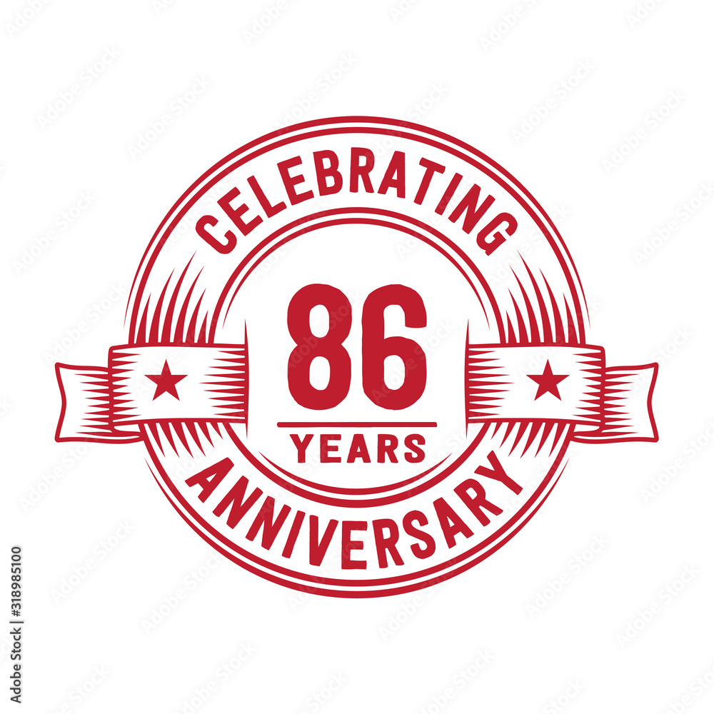 86 years logo design template. 86th anniversary vector and illustration ...