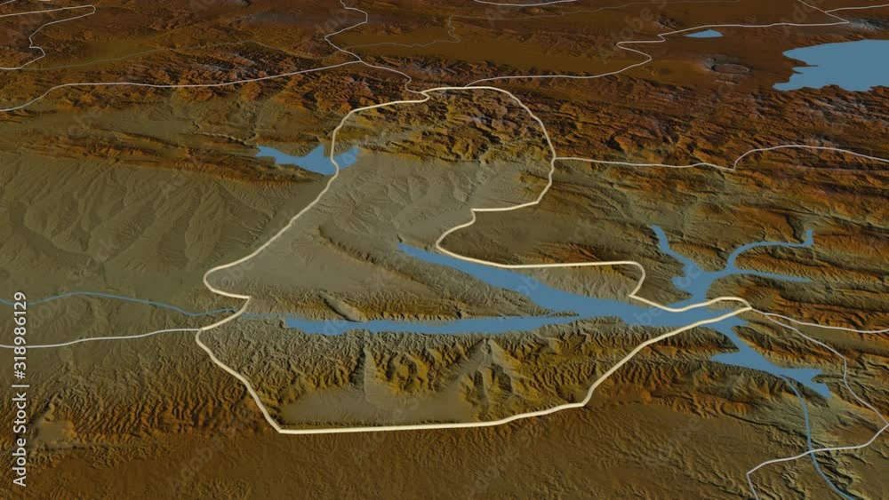 Batman, province with its capital, zoomed and extruded on the relief ...