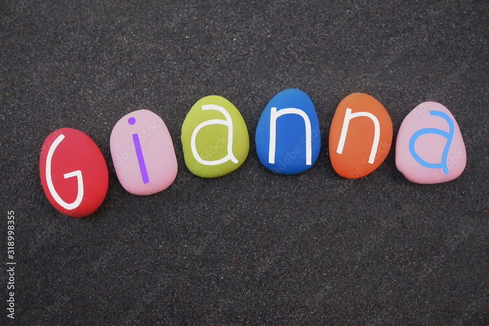 Gianna, female given name composed with multi colored stone letters ...