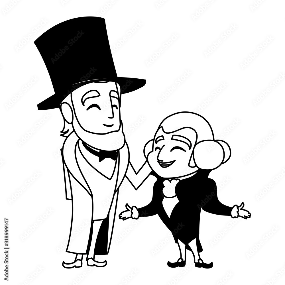 cartoon of presidents george washington and abraham lincoln, president ...