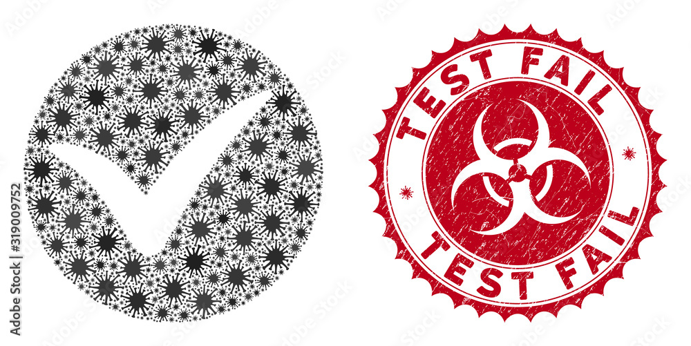 Coronavirus mosaic apply icon and rounded distressed stamp seal with ...