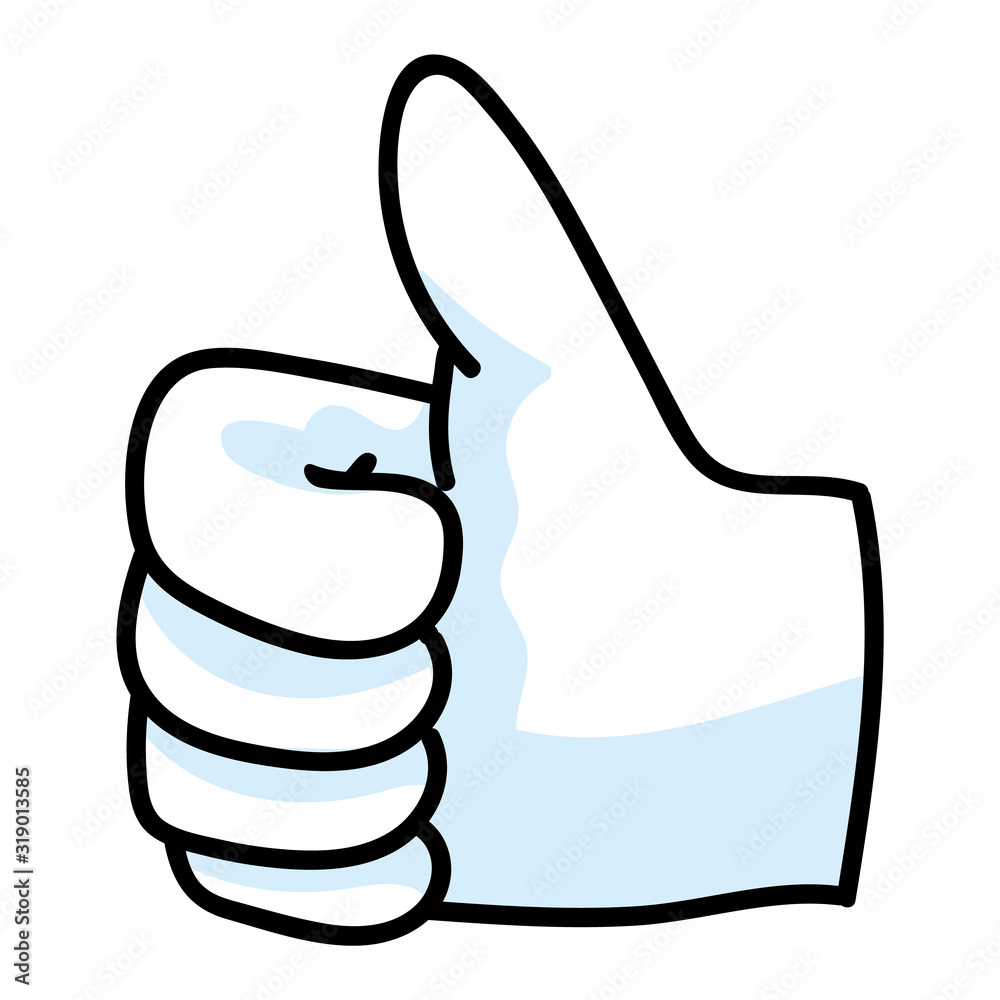Cute thumbs up hand symbol cartoon doodle clip art. Hand drawn ...