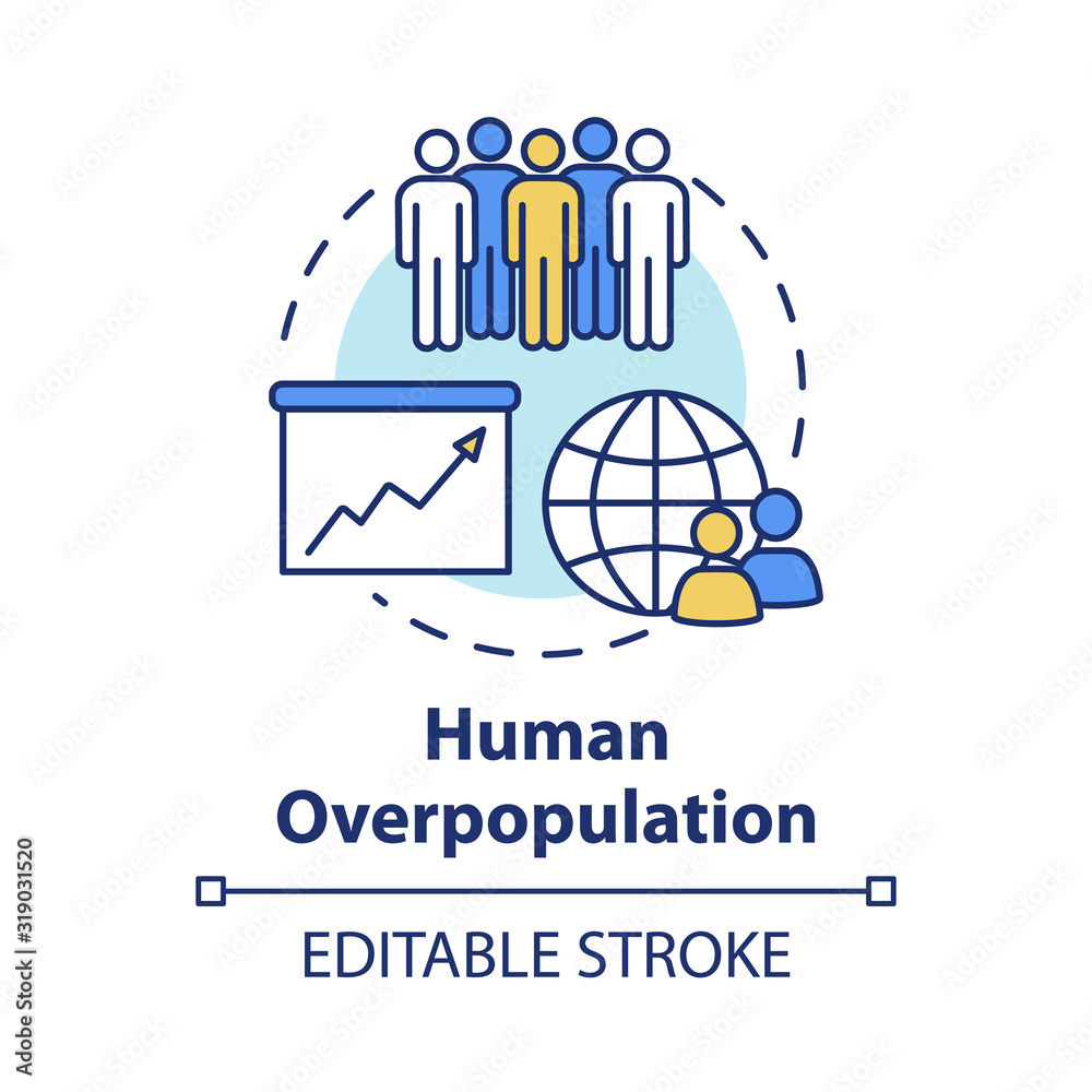 Human overpopulation concept icon. Birth rate increase. International ...