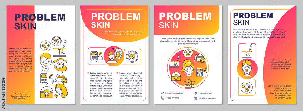 Problem skin, rash and wrinkles, pigmentation brochure template. Flyer ...