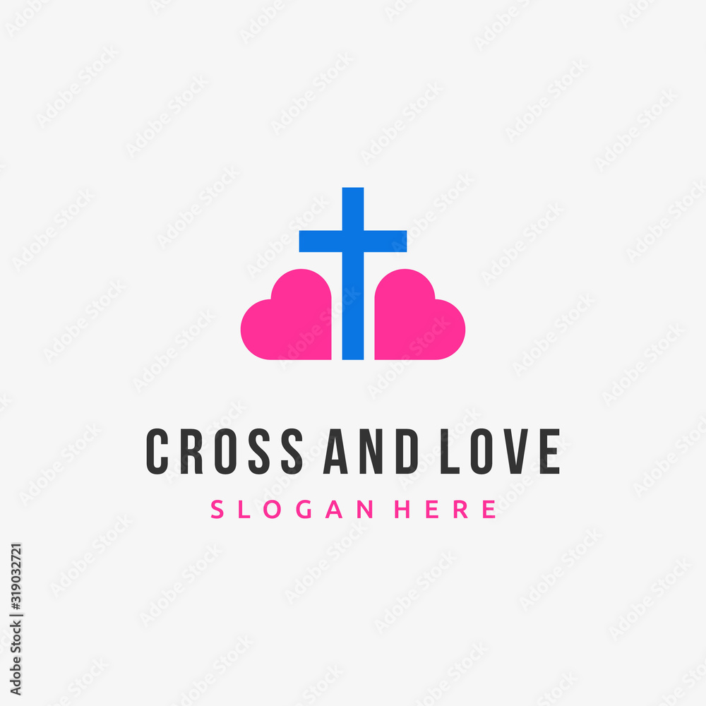 love symbol around a cross logo design inspiration Stock Vector | Adobe ...