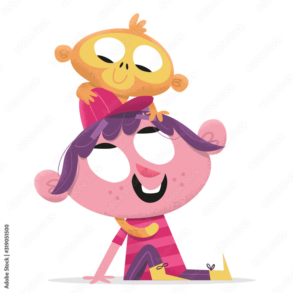 Cute Girl Monkey Cartoon