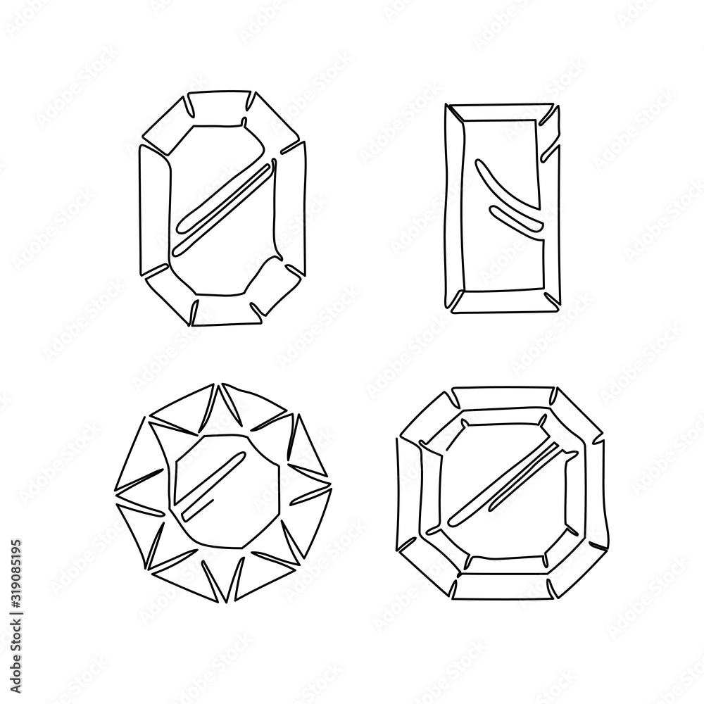 Continuous line drawing gems outline icon, modern minimal flat design ...
