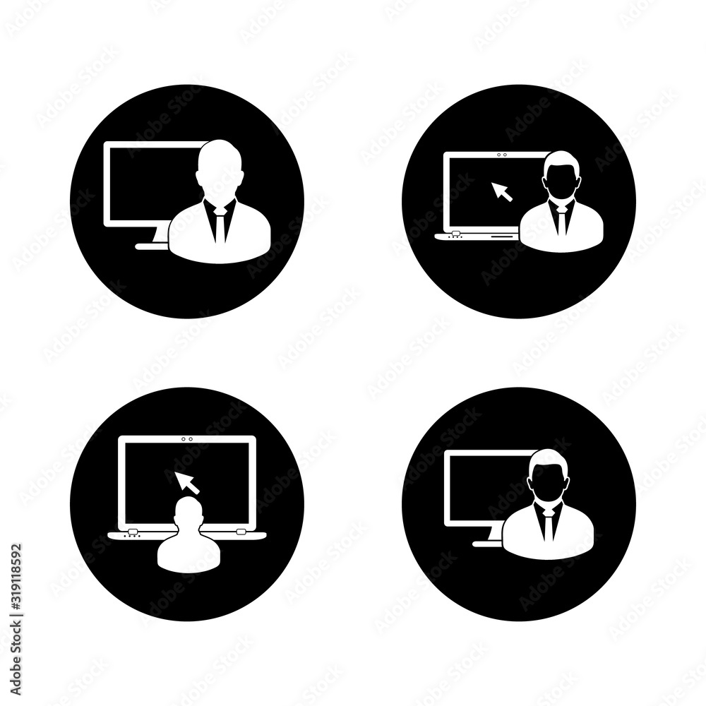 Computer user Icon Set. Rounded Button style vector EPS. Stock Vector ...