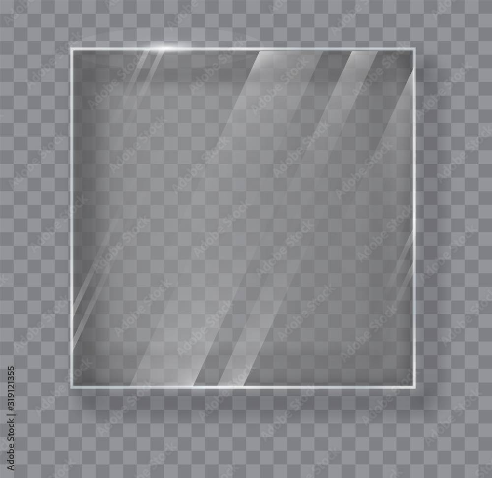 Transparent Glass Plate Mock Up. See through banner. Plastic banner ...