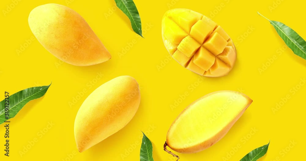 Motion animation with mango. Mango animation on the yellow background ...