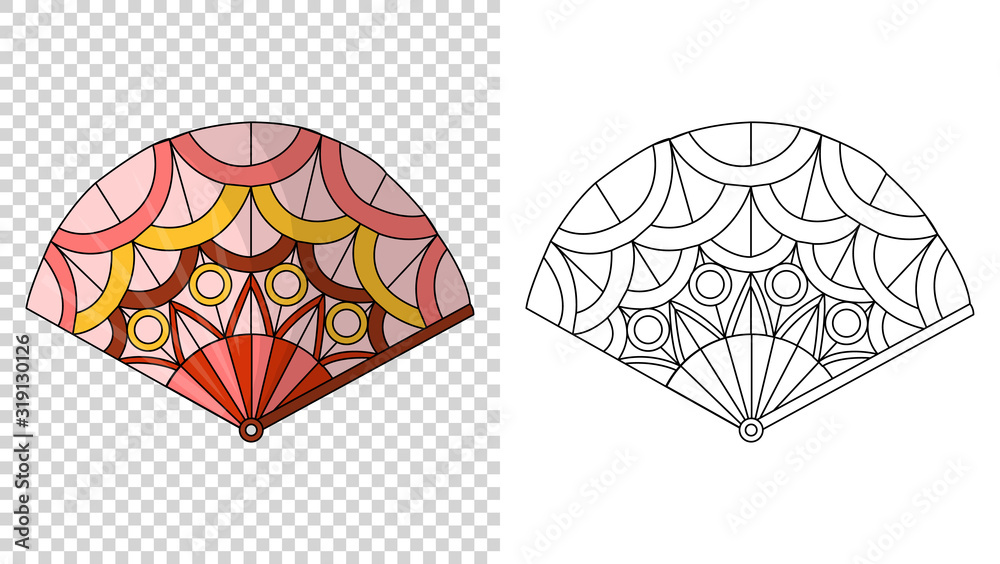Asian fans. Colored hand traditional fan isolated on transparent ...