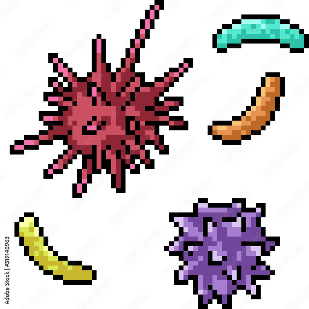 vector pixel art virus symbol Stock Vector | Adobe Stock