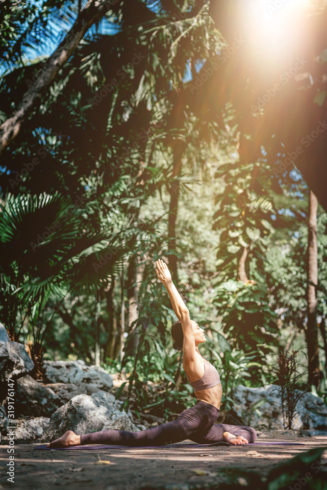 Stretched and Unstressed. Full-length shot of caucasian woman sitting ...