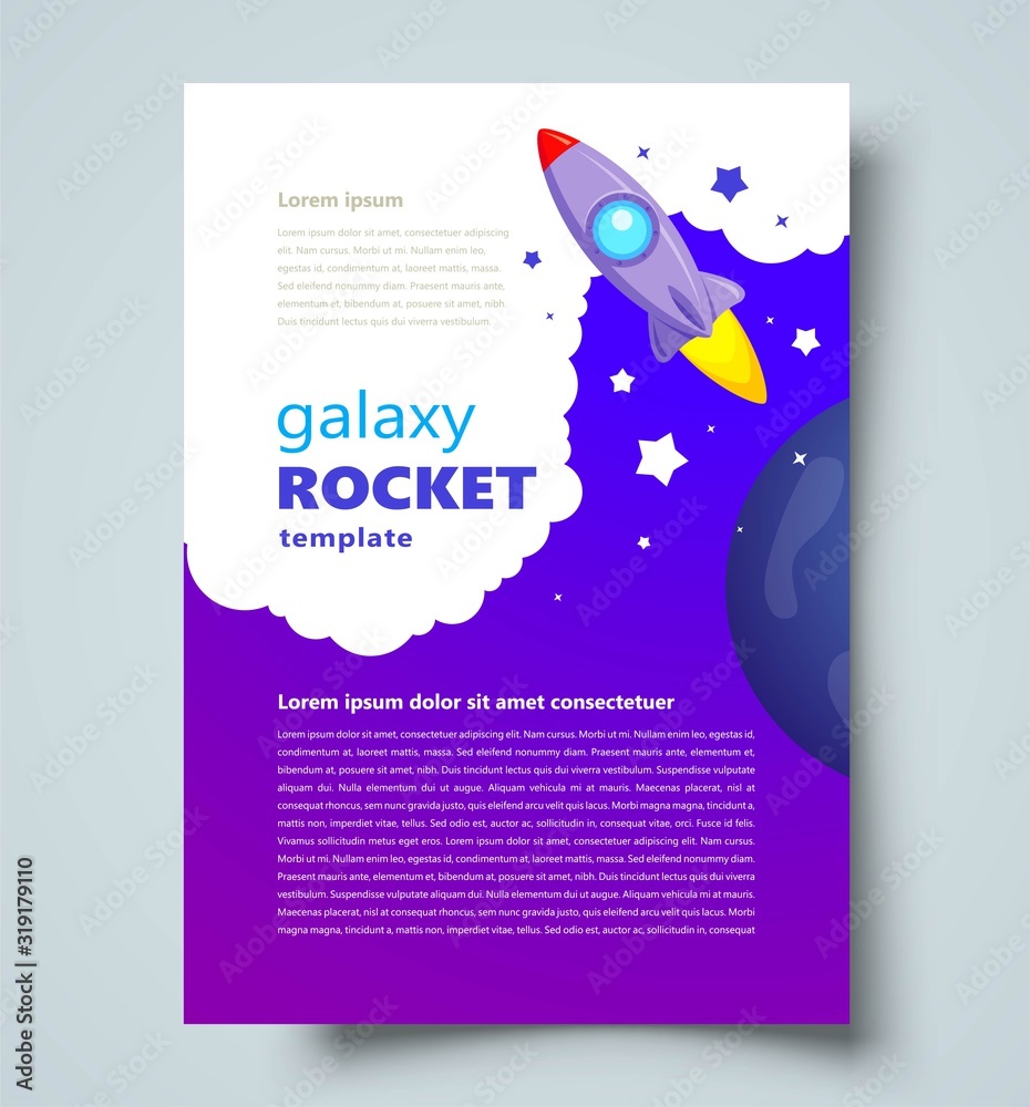 Rocket Flyer Galaxy theme illustration Brochure cover template Stock ...