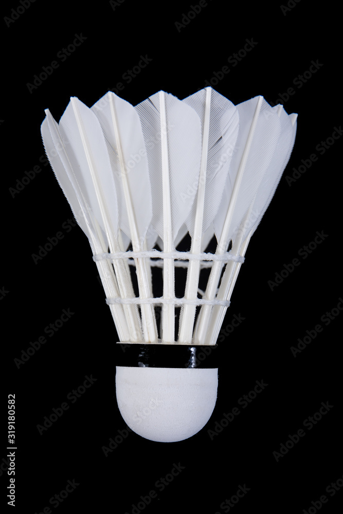 Shuttlecock isolated on black background. White shuttle cock isolated ...