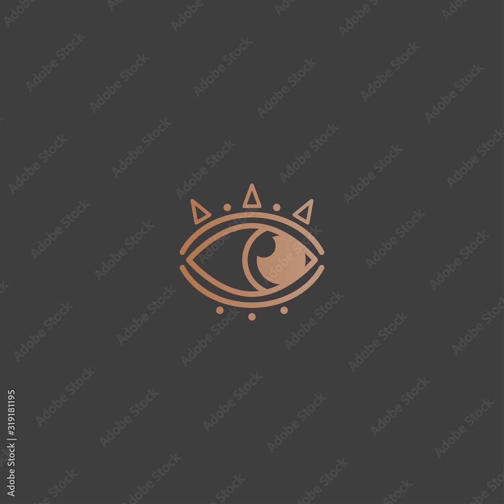 Abstract outline Eye, eyelashes. Golden gradient. Wide open eye ...