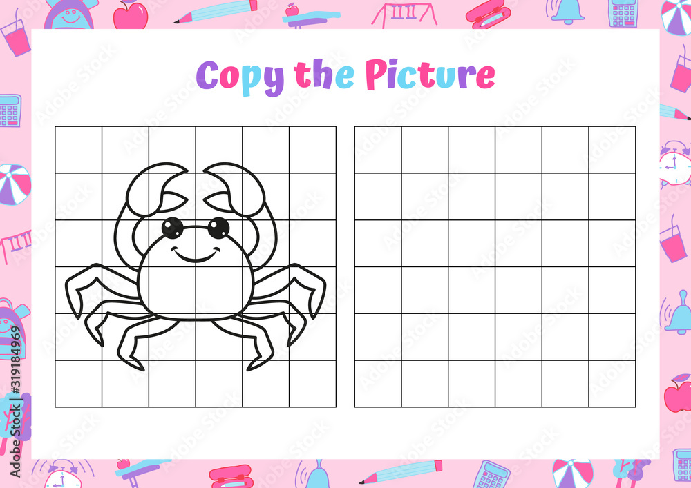 Copy the picture. Drawing activity for kids. Educational game for ...